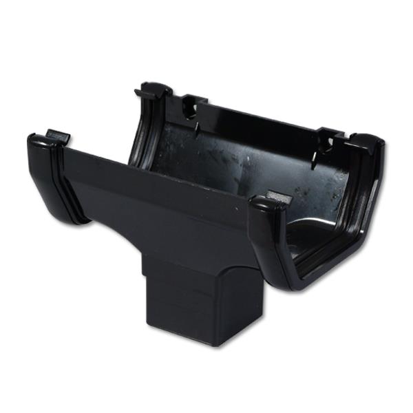 FloPlast Black Square Gutter Running Outlet | FasciaExpert.co.uk