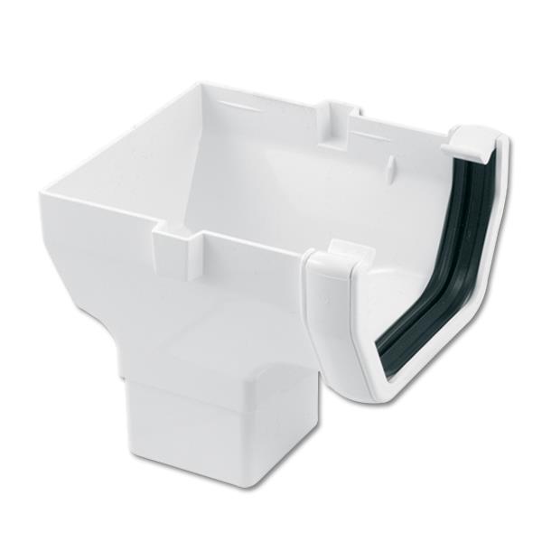 FloPlast White Square Gutter Running Outlet | FasciaExpert.co.uk